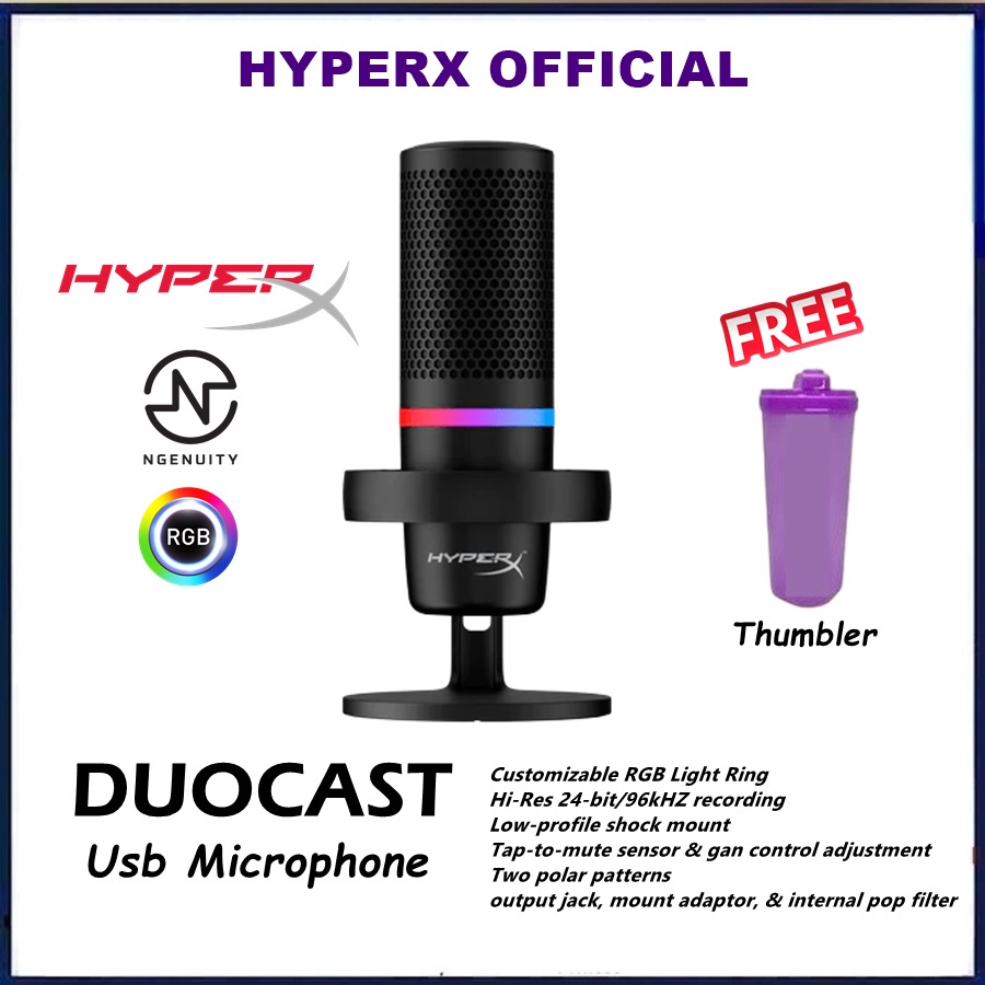 Jual HyperX Duocast RGB Lighting USB Microphone Gaming Duo Cast Condenser | Shopee Indonesia