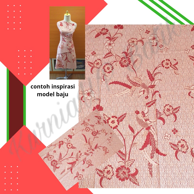 Jual Kain Batik Cap Warna Merah Muda Motif Daun | Shopee Indonesia