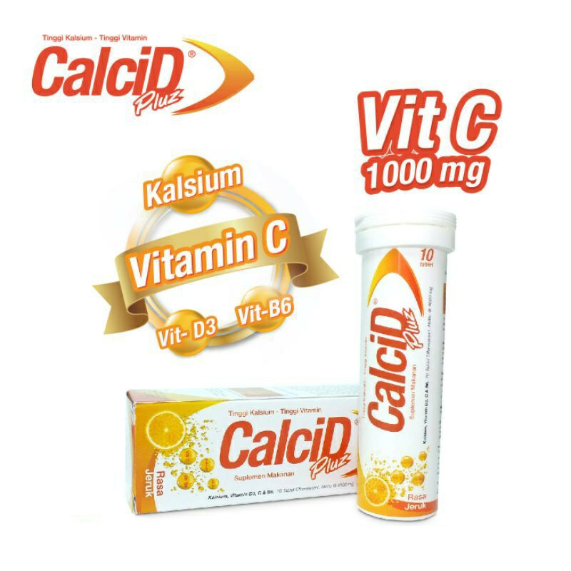 Jual Calcid Pluz Effervescent Tinggi Kalsium & Vitamin C isi 10 Tablet ...