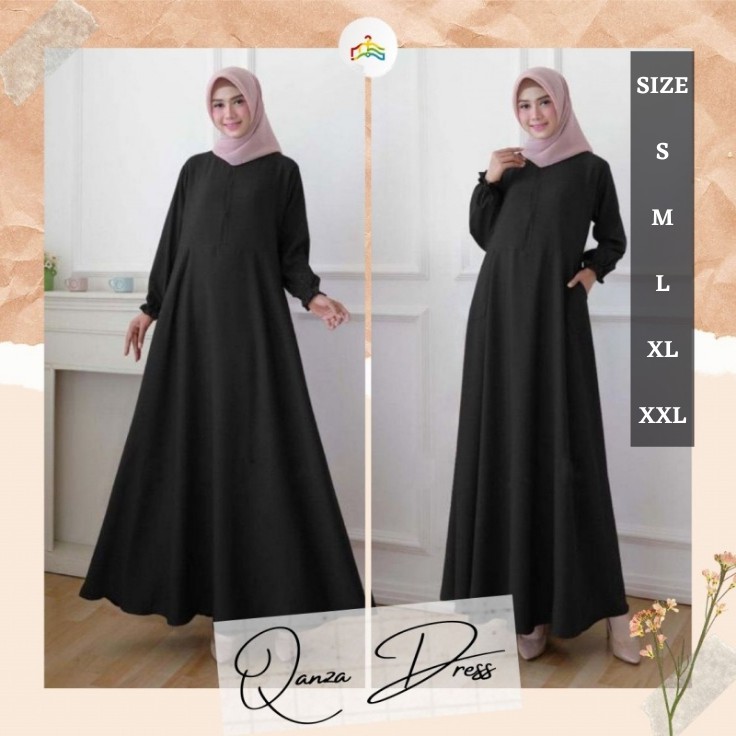 Jual Modesee Gamis Hitam Polos Basic Simple Busui Wanita Muslim Qanza ...