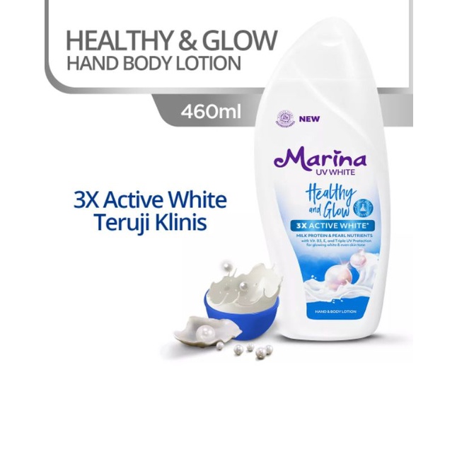 Jual MARINA Hand & Body Lotion UV White Healthy & Glow 460ml | Shopee ...