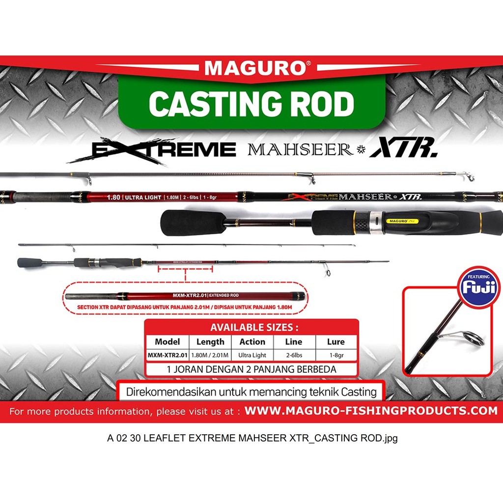 Jual Joran UL Maguro Extreme Mahseer & Grouper XTR 180 / 201 Ring Fuji (2 in 1=1 Joran Bisa 2 ...