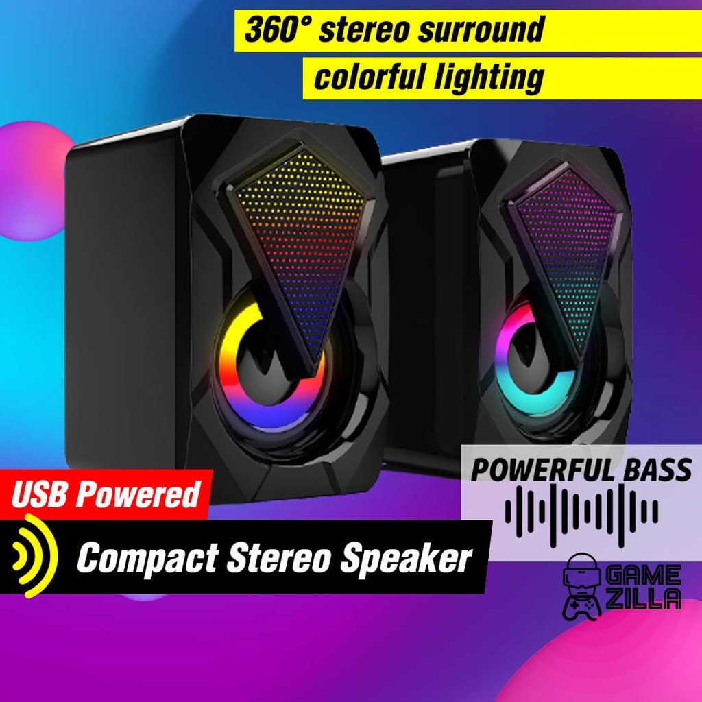 Speaker USB Spiker Kecil PC Laptop Komputer Speker RGB LED Full Bass ...