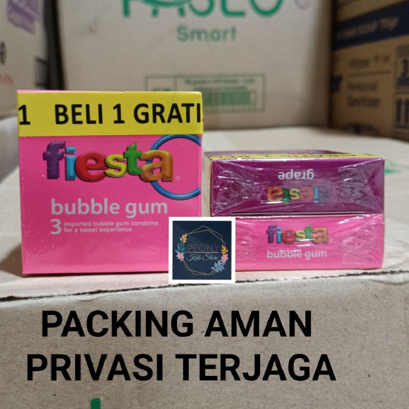 Jual Beli 1 Gratis 1 Fiesta kondom pengaman rasa bubble gum dan grape ...