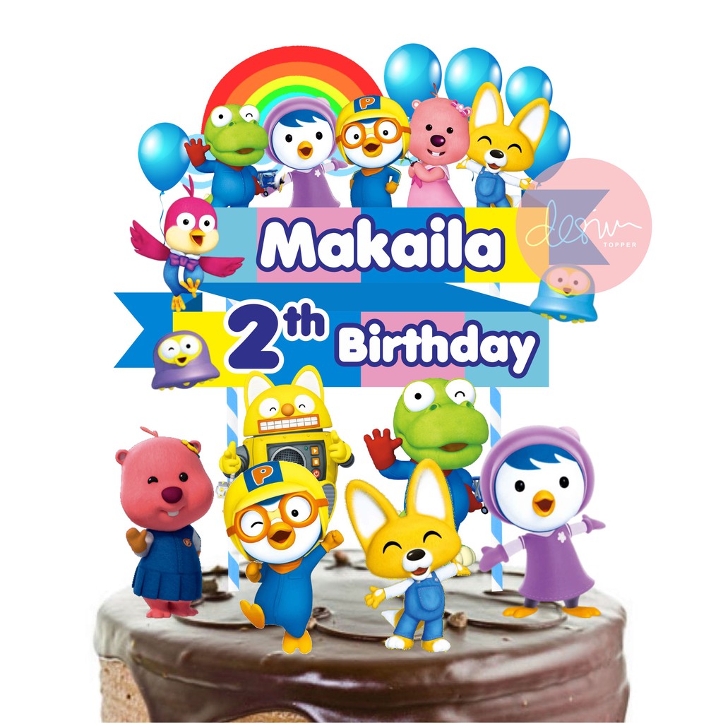 Jual Cake Topper Pororo (Custom Nama & Umur) FREE PACKING DUS | Shopee ...