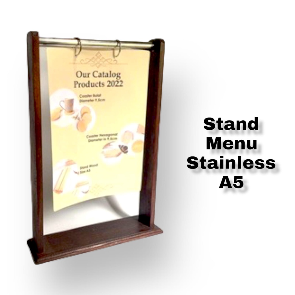 Jual Stand Menu Stainless Ukuran A5 Menu Stand Nomor Meja Stand Display ... Jual Stand Menu Stainless Ukuran A5 Menu Stand Nomor Meja Stand Display ...