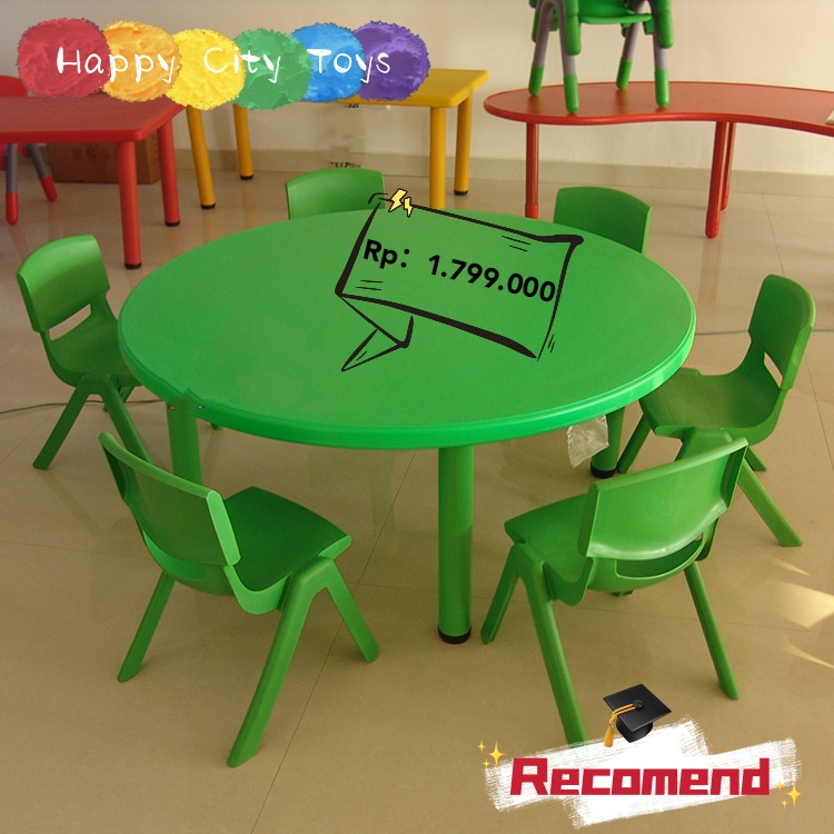 Jual HappyCity Meja Bundar Kursi Belajar, TK, KB, PAUD Plastik (LLDPE) | Shopee Indonesia