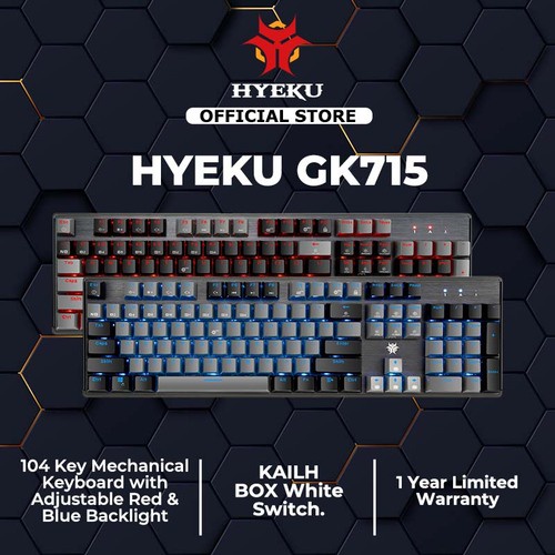 Jual HYEKU GK715 Gaming Mechanical Keyboard Hot-Swappable 104 Keys ABS ...