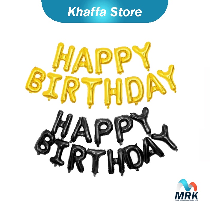 Jual Balon Huruf Tulisan Happy Birthday Hitam dan Kuning Gold | Shopee ...