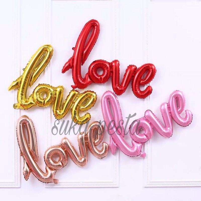 Jual BALON FOIL TULISAN LOVE SAMBUNG MINI / BALON TULISAN LOVE SAMBUNG ...