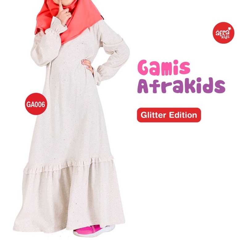 Jual Gamis Afrakids Glitter Edition Cream Preloved size M 4-6 tahun ...