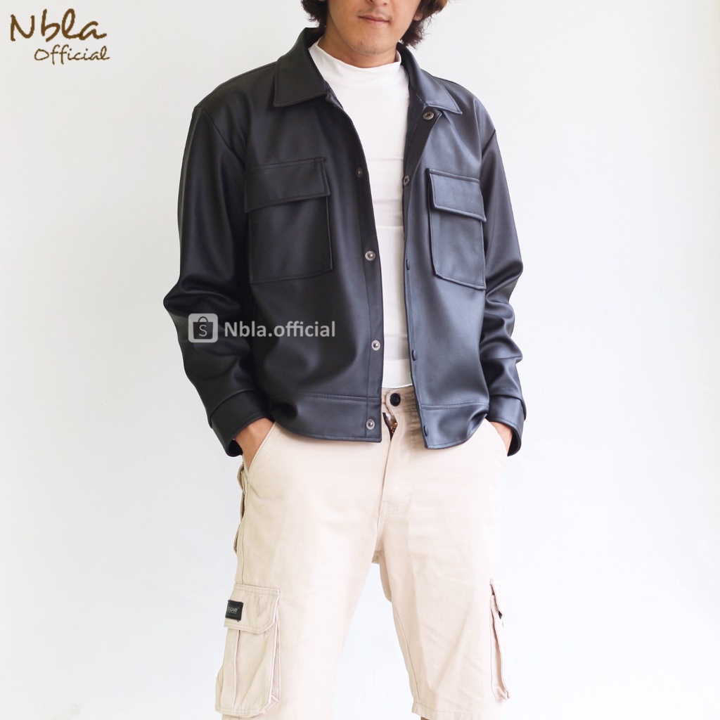 Jual Kemeja Kulit pria Jaket Kemeja Kulit Pria Kemeja Hitam Kulit Pria ...