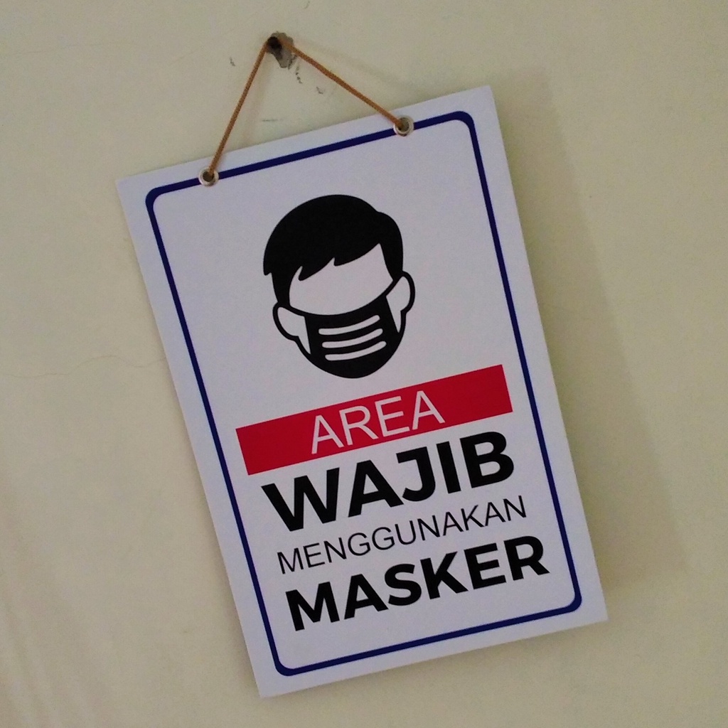 Jual Poster Gantung | Poster - Area Wajib Menggunakan Masker | Hard ...