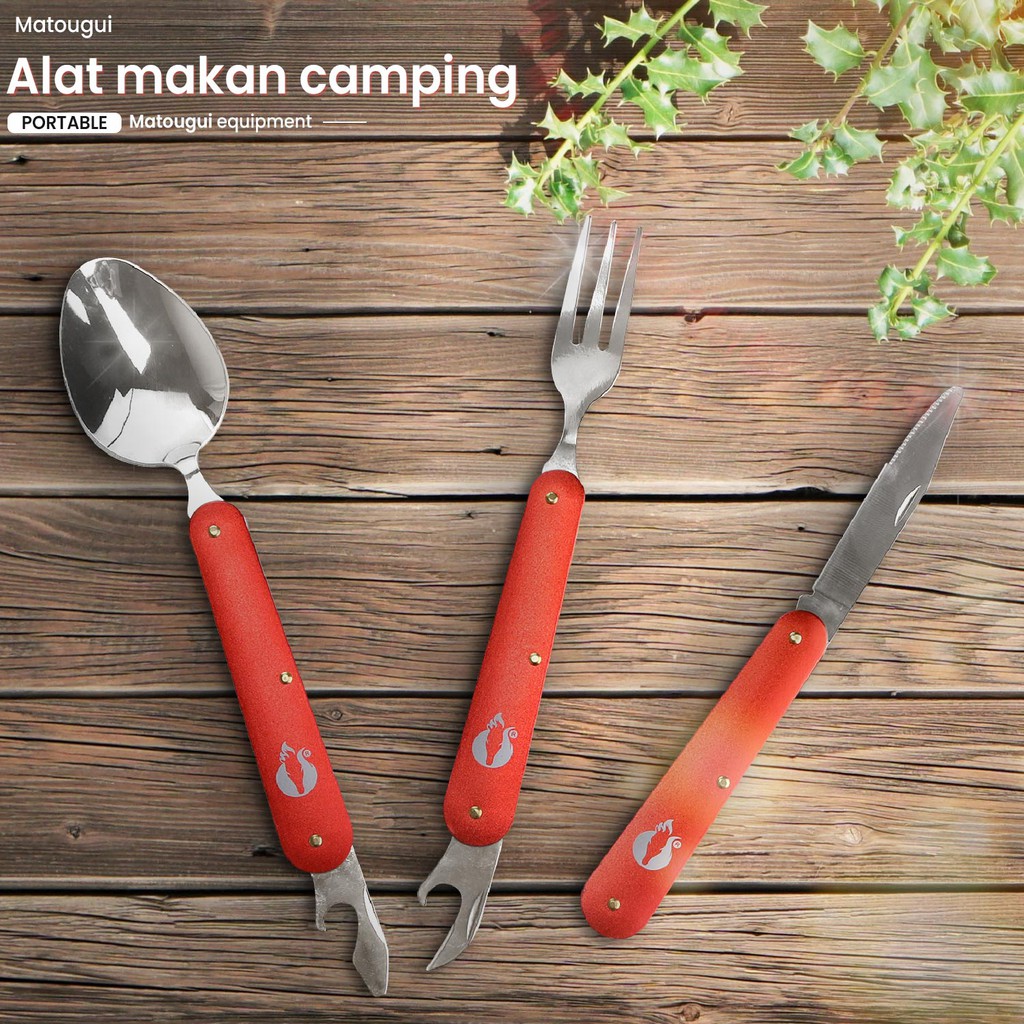 Jual MATOUGUI-Alat Makan Set Portable Alat Makan Camping Stainless Alat ...