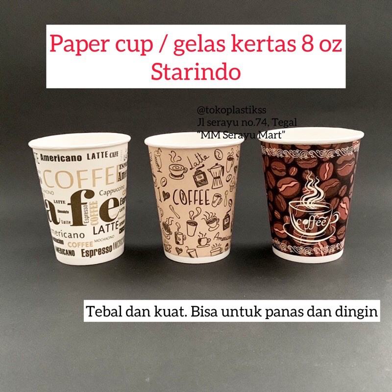 Jual Starindo Paper Cup 8Oz / Gelas Kopi / Gelas Kertas isi 50pcs | Shopee Indonesia