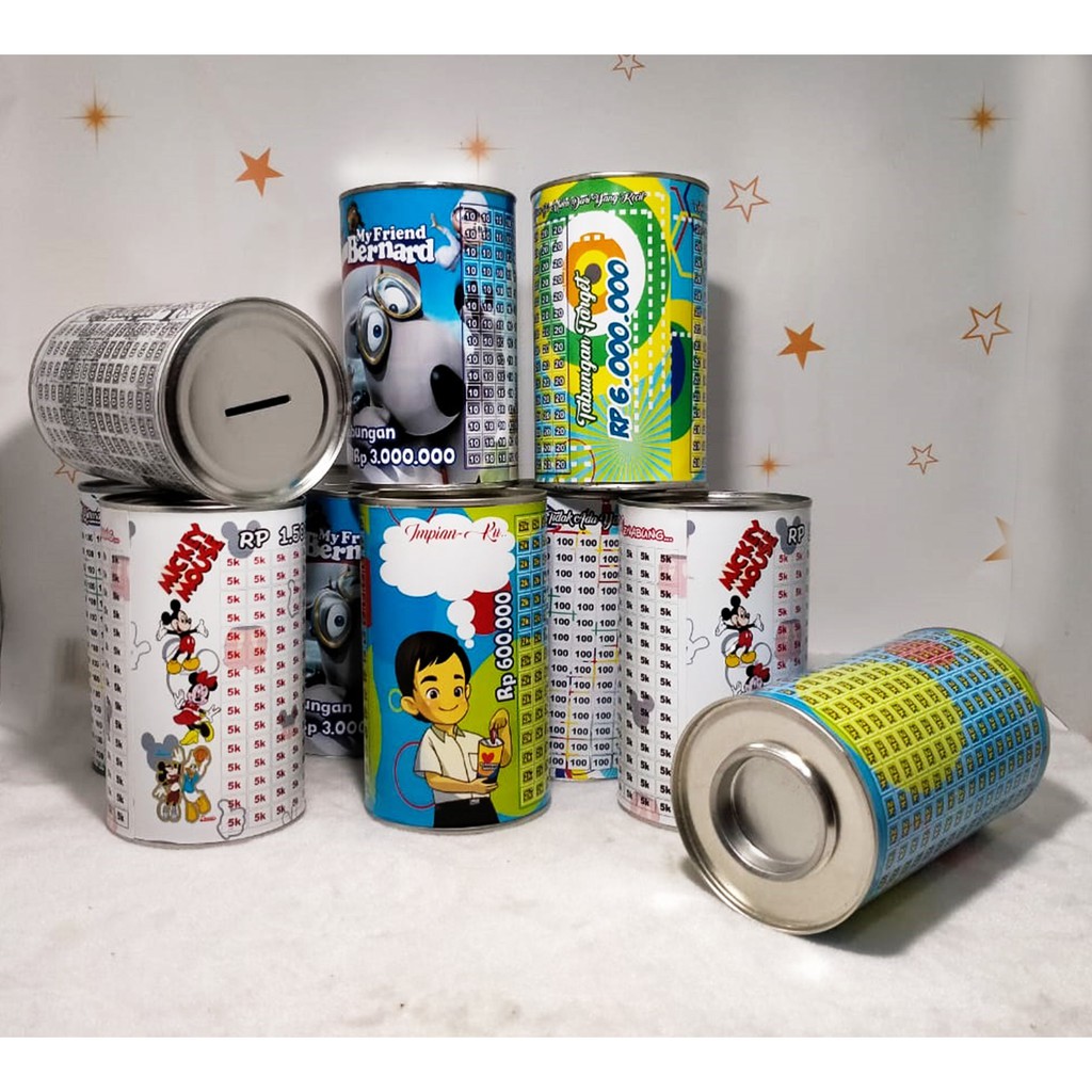 Jual (Full Kaleng) Celengan Target Viral Label Full Colour Desain ...