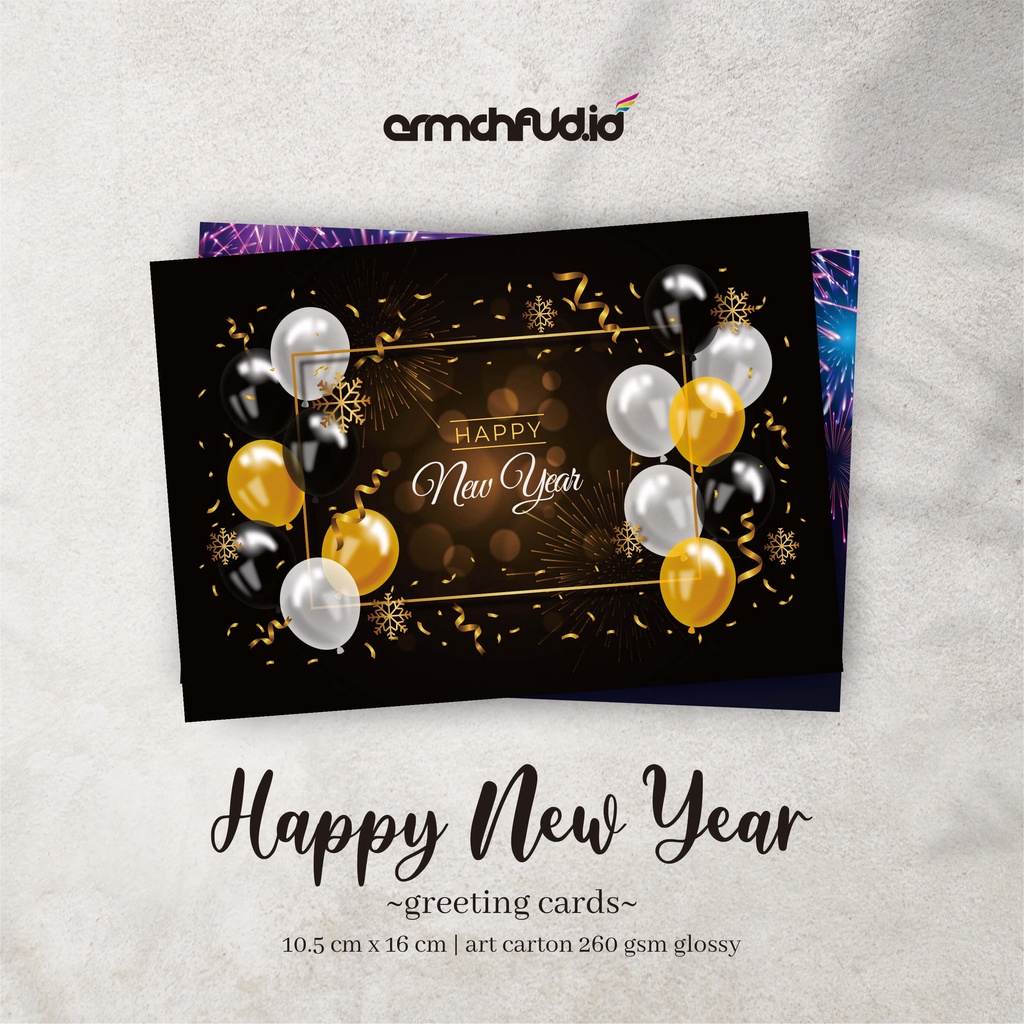 Jual kartu ucapan tahun baru kartu ucapan happy new year greeting card ...