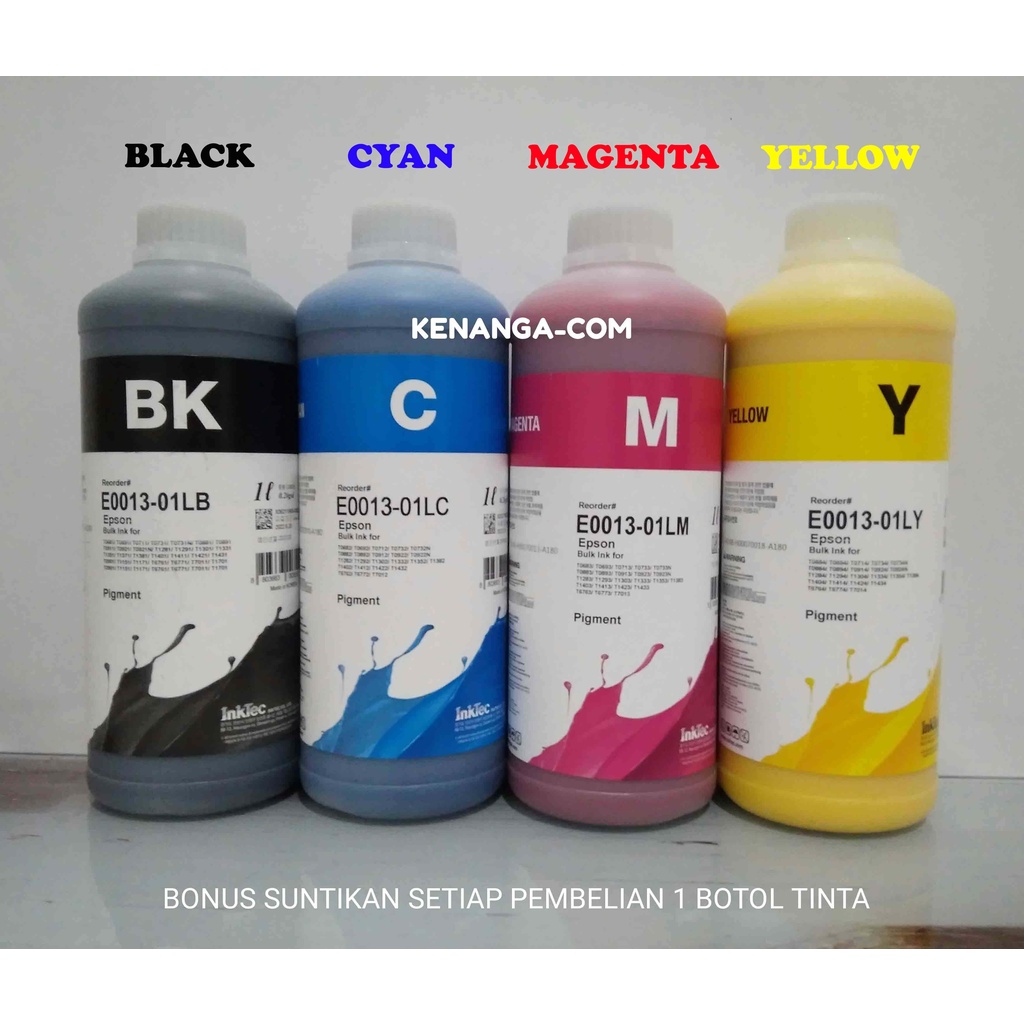 Jual TINTA PIGMENT EPSON ISI 1 LITER INKTEC + BONUS SUNTIKAN ( TERSEDIA ...