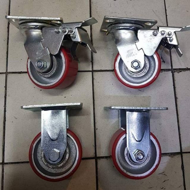 Jual Roda trolley troli castor polyurethane 4 inchi cast PU heavy duty ...