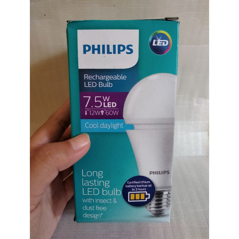 Jual Lampu Emergency Philips Rechargeable LED Bulb 7.5 Watt 9 Watt Putih Cool Daylight grosir ...
