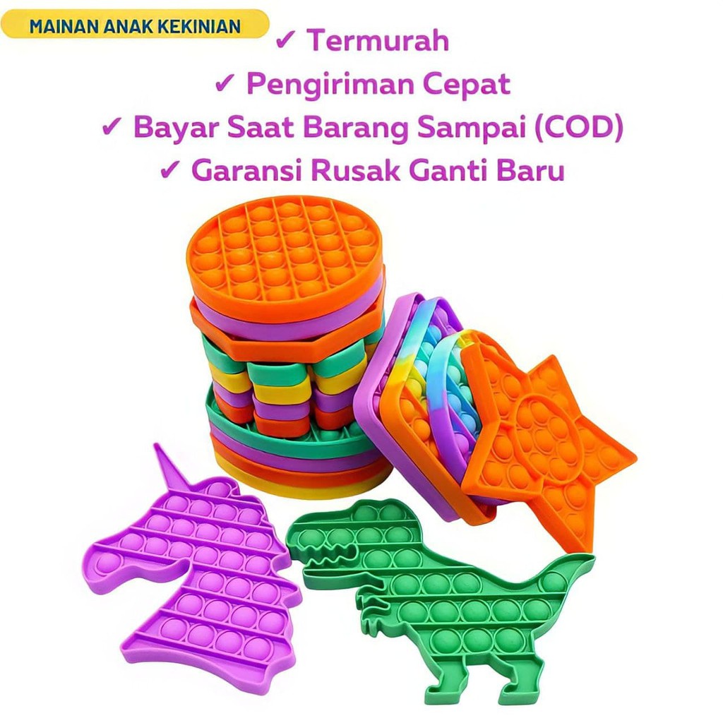 Jual Popit mainan Pop It Murah Fidget Pop Its Square Rainbow Multicolor ...