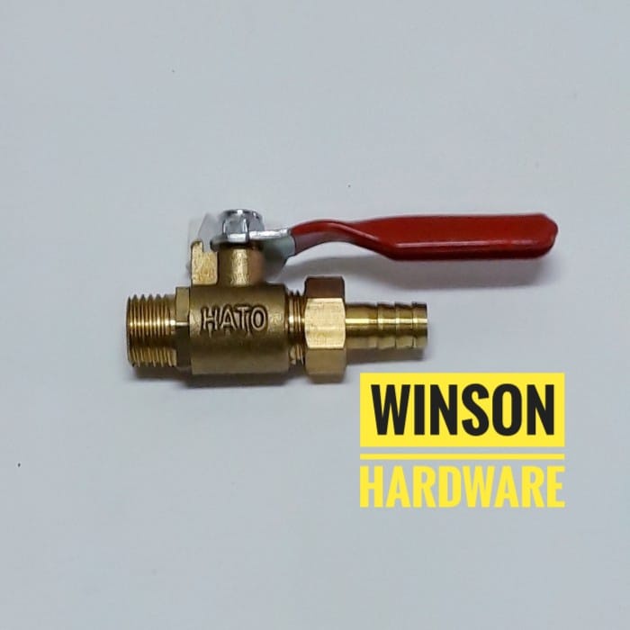 Jual Kran Angin Kompresori 1/4" HATO | Stop Keran Ball Valve 1/4 inch ...
