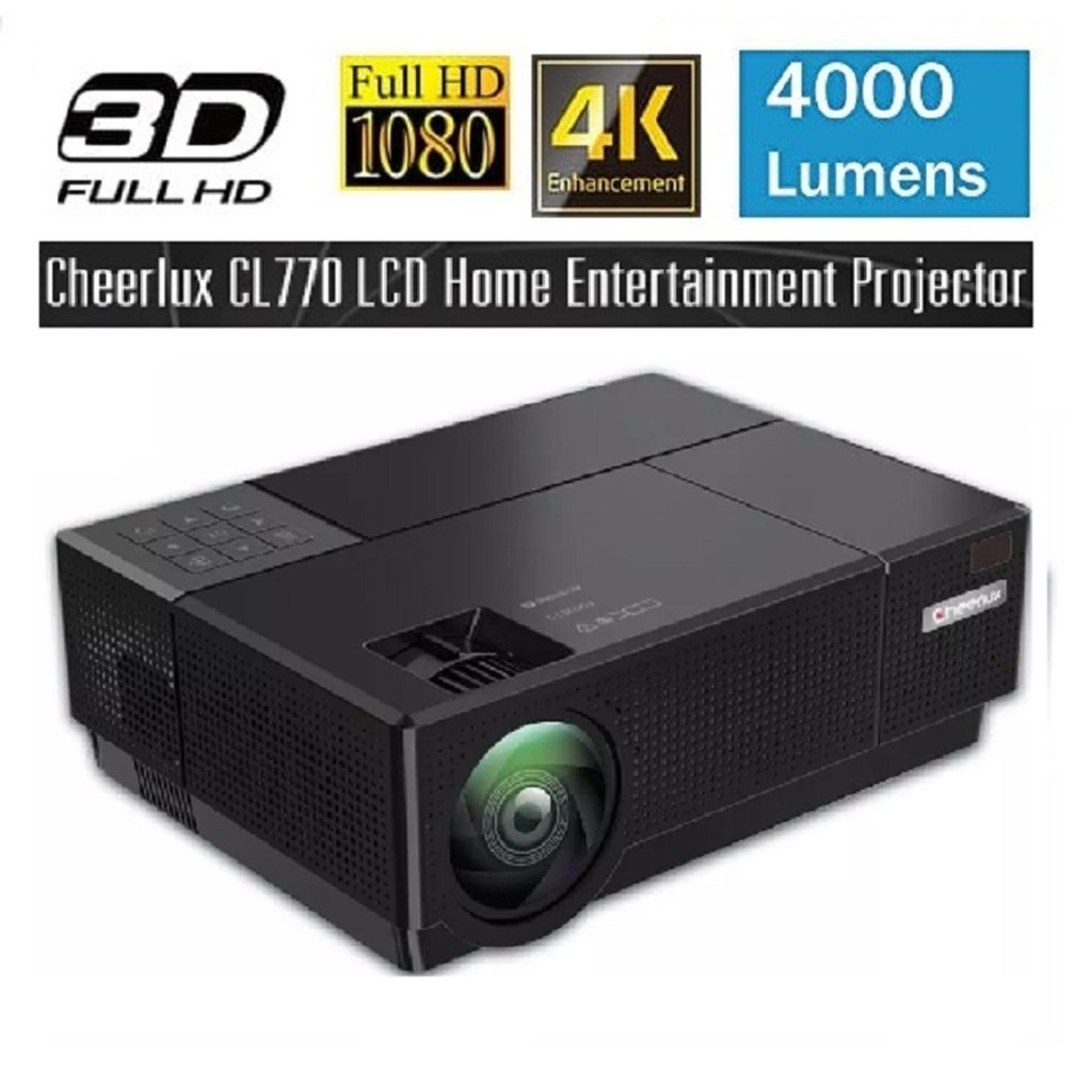 Cheerlux CL770 Projector Led 4000 Lumens Proyektor Led Full HD 1080 ...