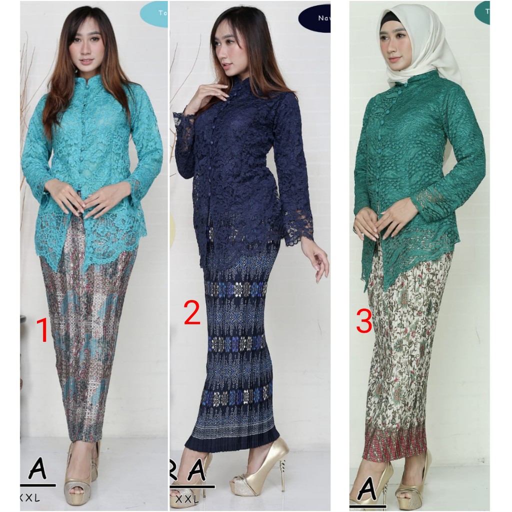 Jual Set Kebaya Brukat Modern Safira Aneka Warna | Shopee Indonesia