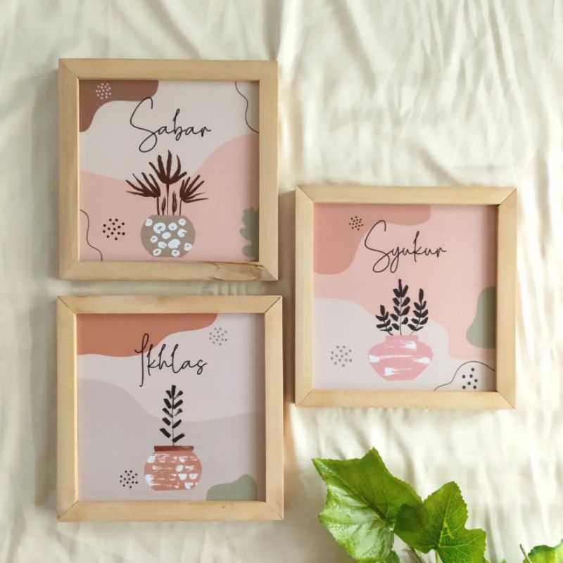 Jual set hiasan dinding pajangan dinding rak meja ambalan frame natural ...