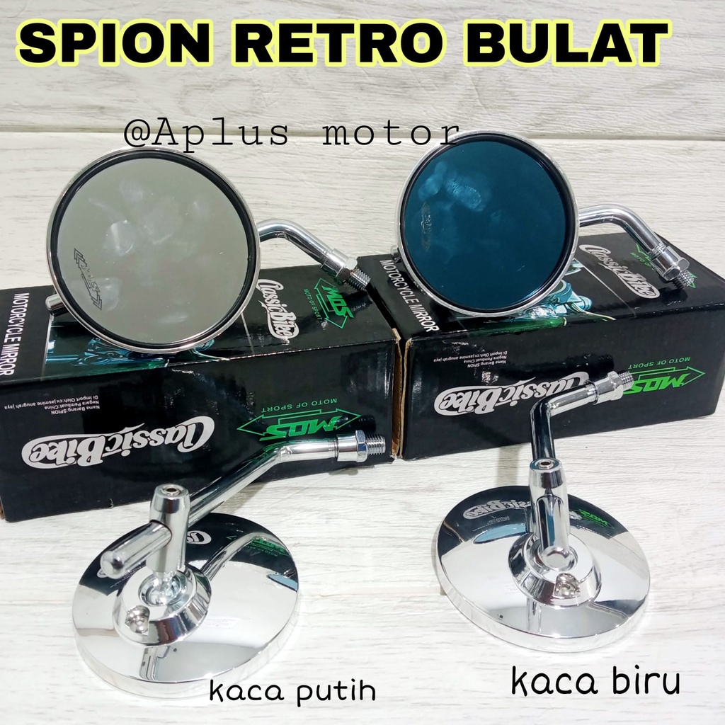 Jual Spion Bulat Retro Classic Flat Bulat Chrome HONDA BEAT VARIO CB GL ...