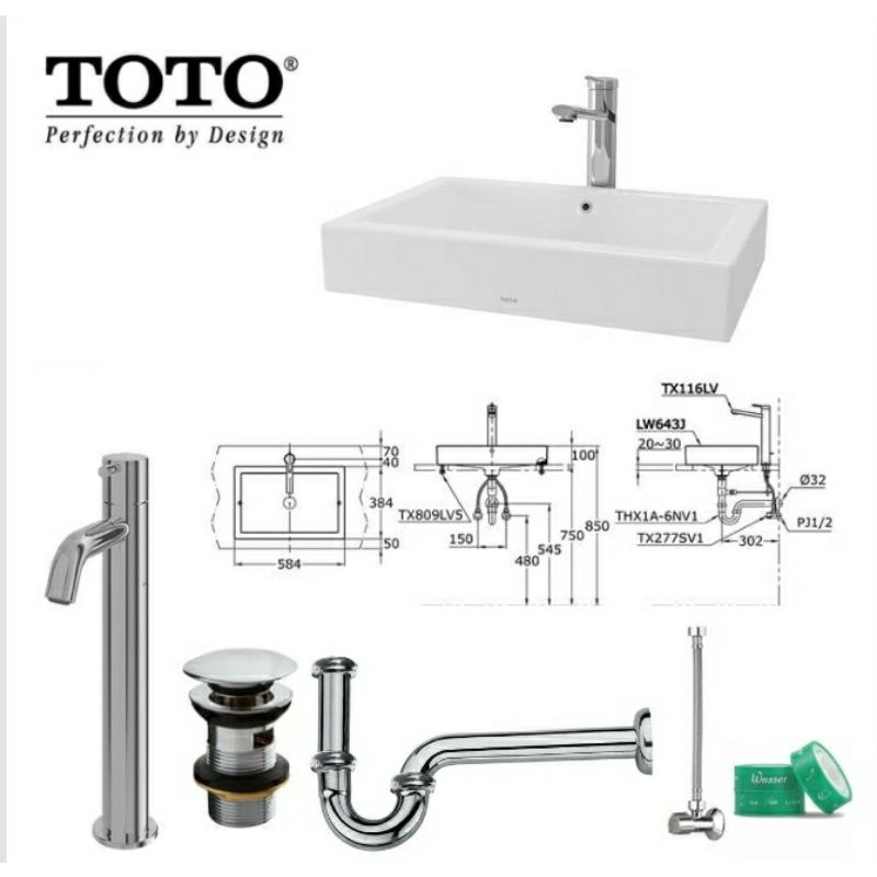 Jual Wastafel TOTO LW643J W/F Putih Comp Set Kran Dingin ( TX123LESN ) | Shopee Indonesia