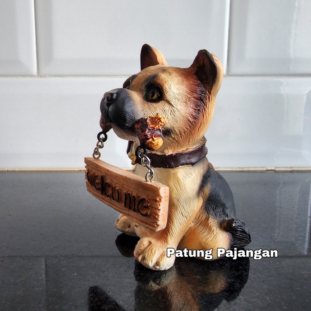 Jual Patung anjing german shepherd welcome pajangan doggy statue herder ...
