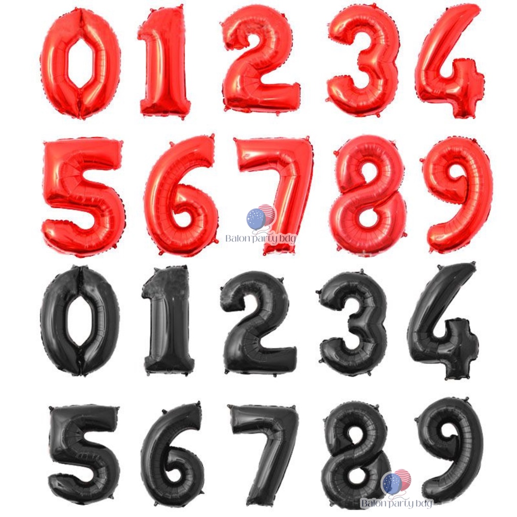 Jual BALON FOIL ANGKA 0-9 HITAM MERAH 80CM / BALON ANGKA JUMBO | Shopee ...