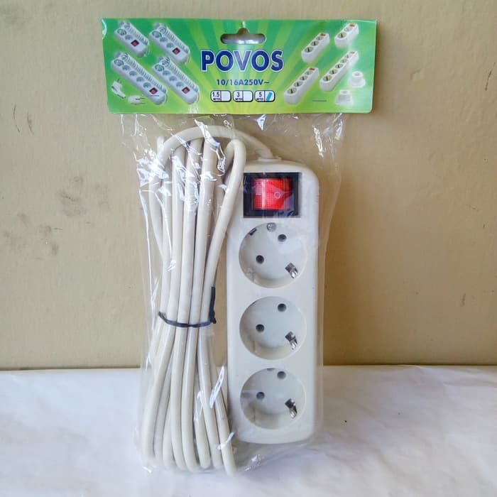 Jual Jual stop kontak 3 lubang + saklar on-off + kabel 5 meter/ terminal colokan Murah | Shopee ...