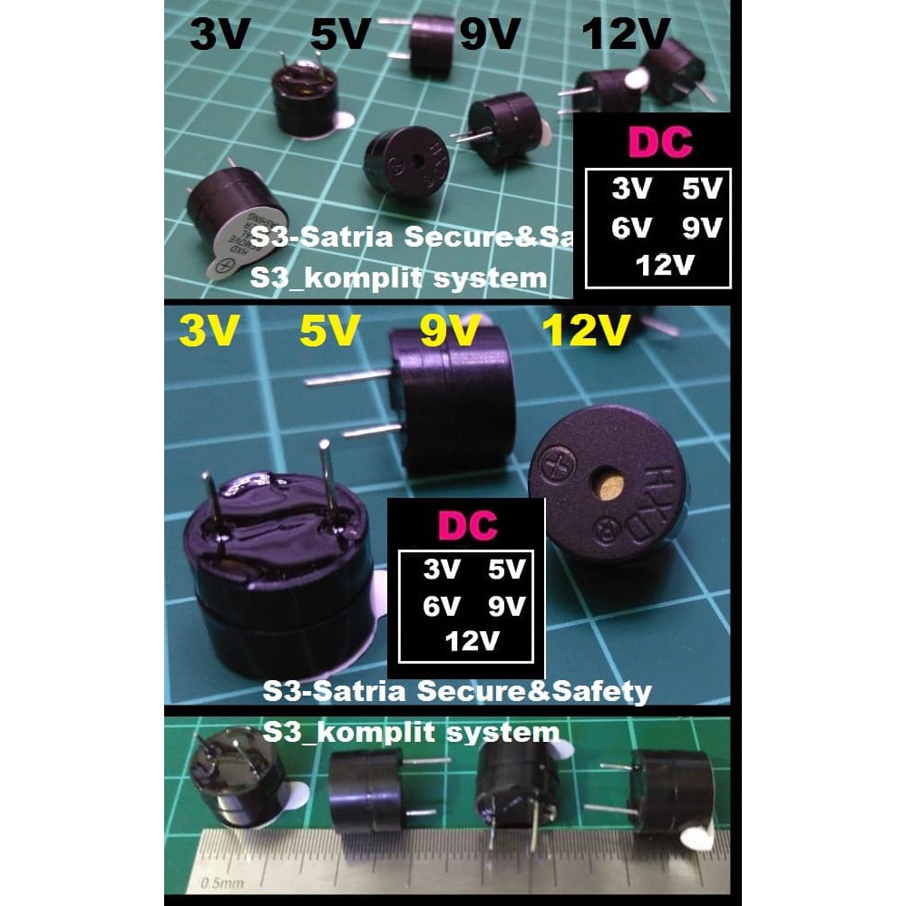 Jual Buzer Sound Suara Active Buzzer Mini DC 3v 5V 6V 9V 12V continu ...