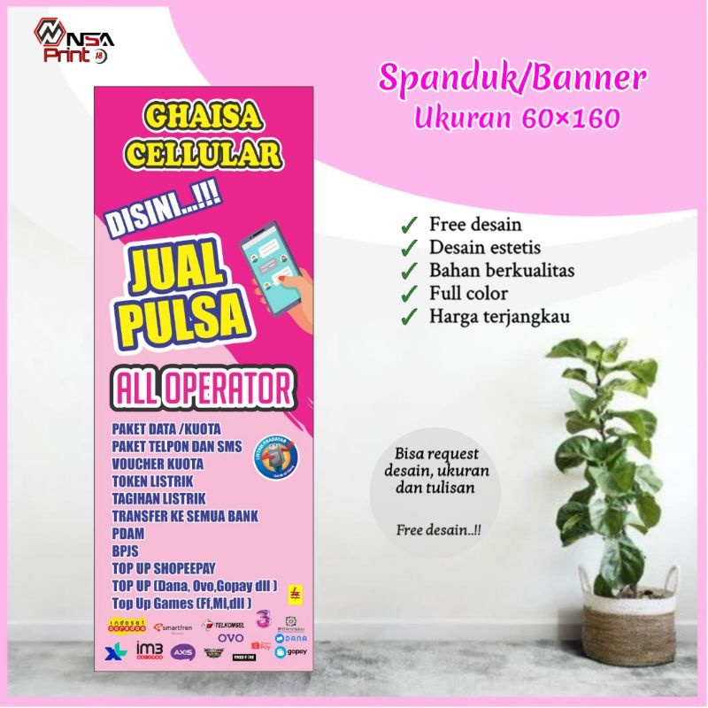 Jual Cetak banner/spanduk, spanduk jual pulsa & daftar harga kuota ...