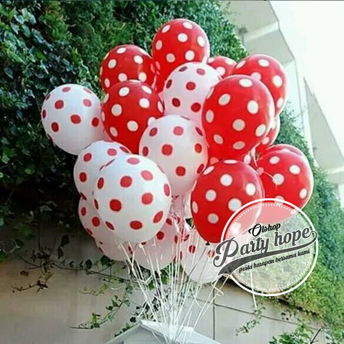 Jual balon polkadot merah putih /balon totol / balon dekorasi HUT RI ...