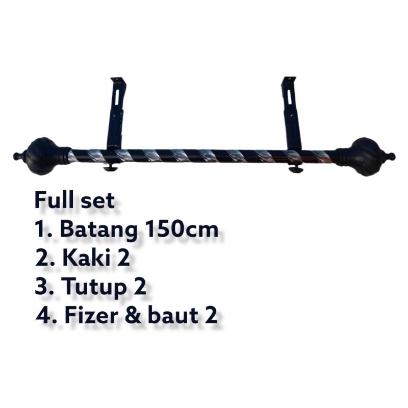 Jual besi gorden full set warna hitam - batang gorden kristal full set ...