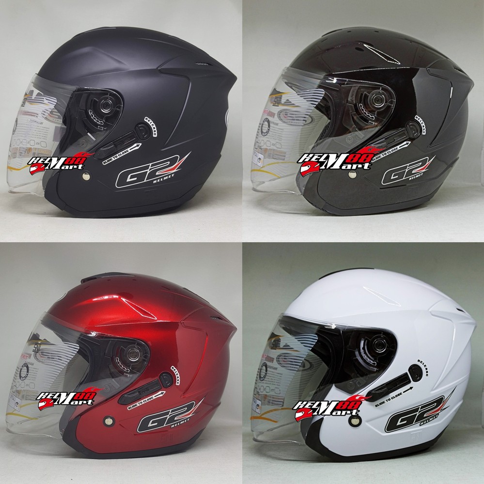 Jual G2 Optimax Solid Double Visor Kacamata Helm Halfface Helm G2 Helm ...