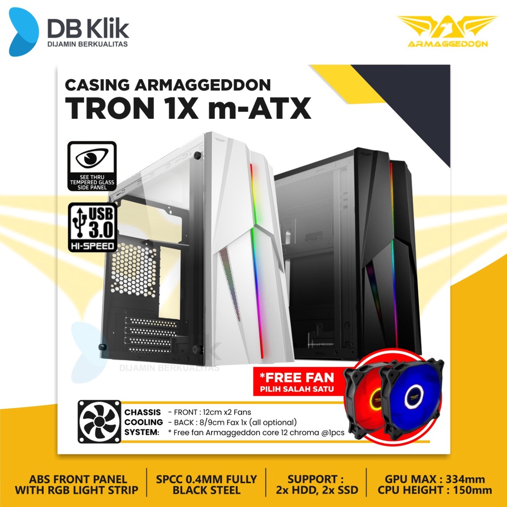 Jual Casing Armaggeddon TRON 1X m-ATX RGB Front Panel - Case TRON 1X ...