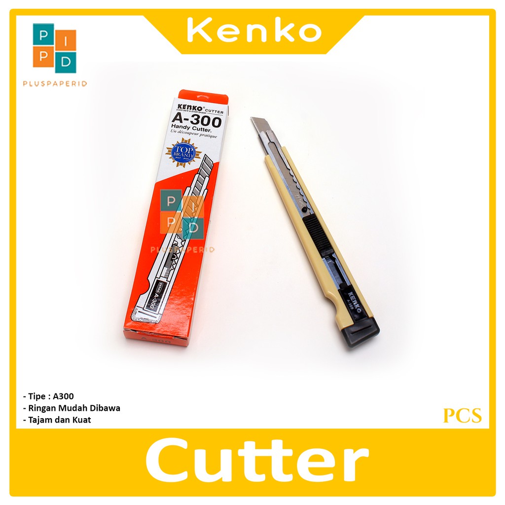 Jual KENKO - Cutter Kecil A-300 Auto Lock - Pcs | Shopee Indonesia