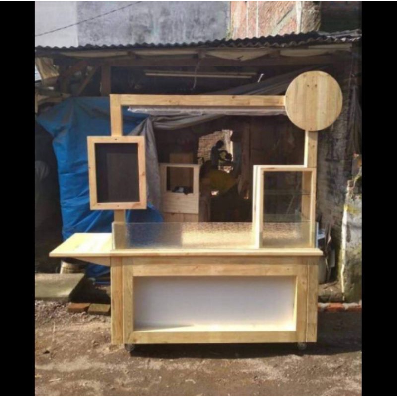 Jual Booth kayu jati Belanda murah gerobak jualan Indonesia|Shopee ...