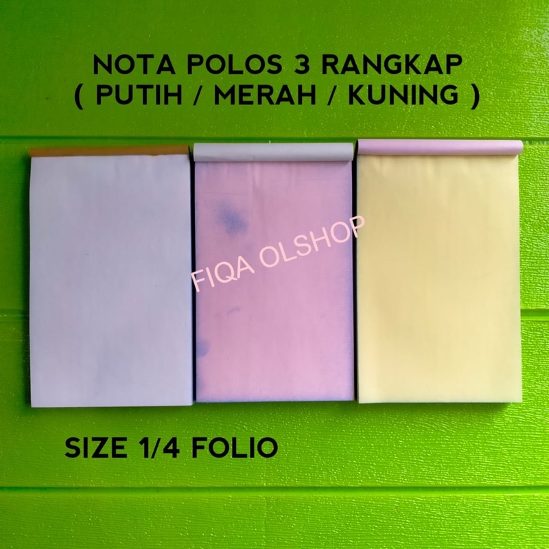 Jual NOTA POLOS NCR 1/4 FOLIO 3 RANGKAP (PUTIH/MERAH/KUNING) | Shopee ...