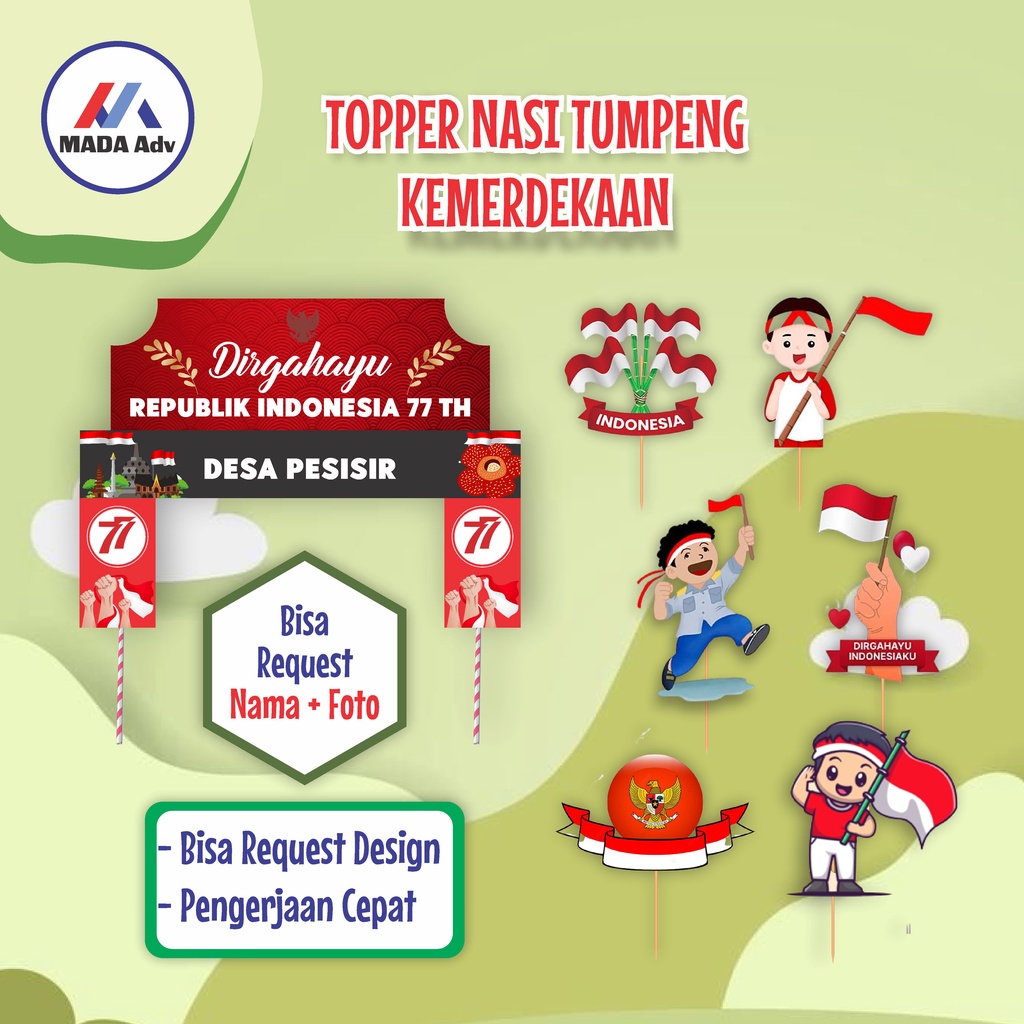 Jual Topper Kue Custom HUT RI/ Topper Custom Kemerdekaan/ Topper ...