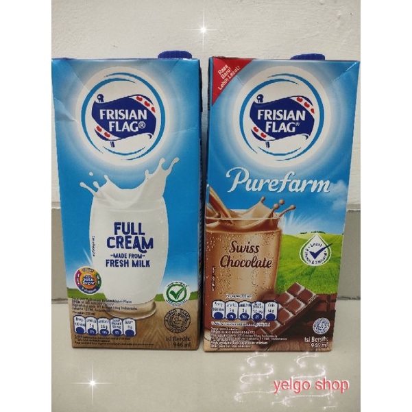 Jual Frisian Flag UHT 946ml - Full Cream dan Swiss Chocolate (Free Packing Bubble Wrap) | Shopee ...