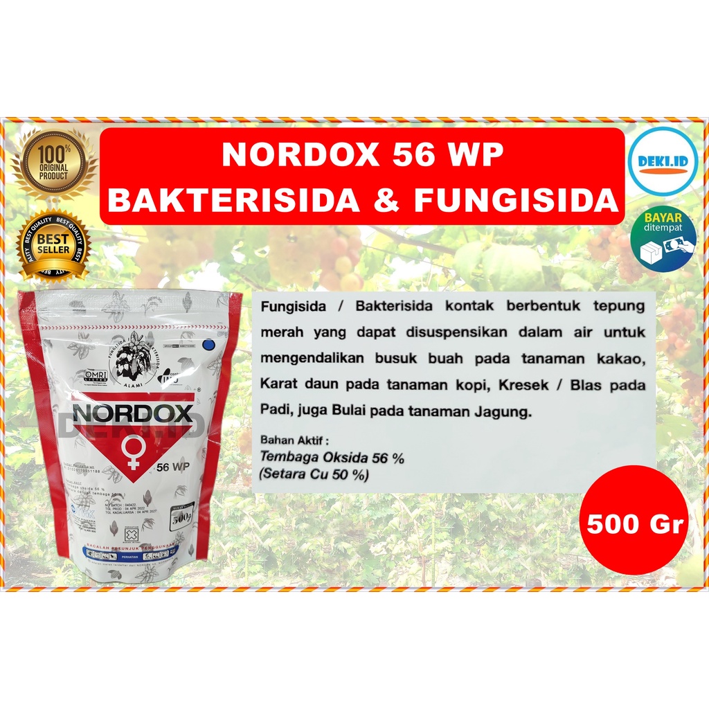 Jual Bakterisida Fungisida Nordox 56 WP 500 Gr Organik Pestisida Kontak ...