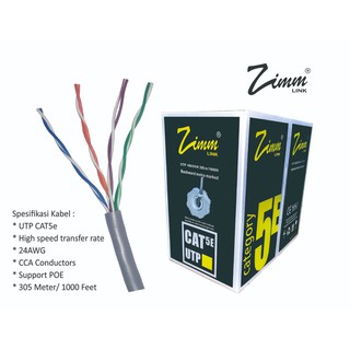 Kabel LAN UTP FTP STP Cat 5e Indoor CCA Zimmlink Siap Pakai 20 Meter ...