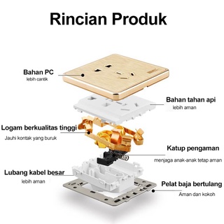 Jual Golden LED Saklar / Sakelar Lampu Emas Gold Brushed / Sakelar ...