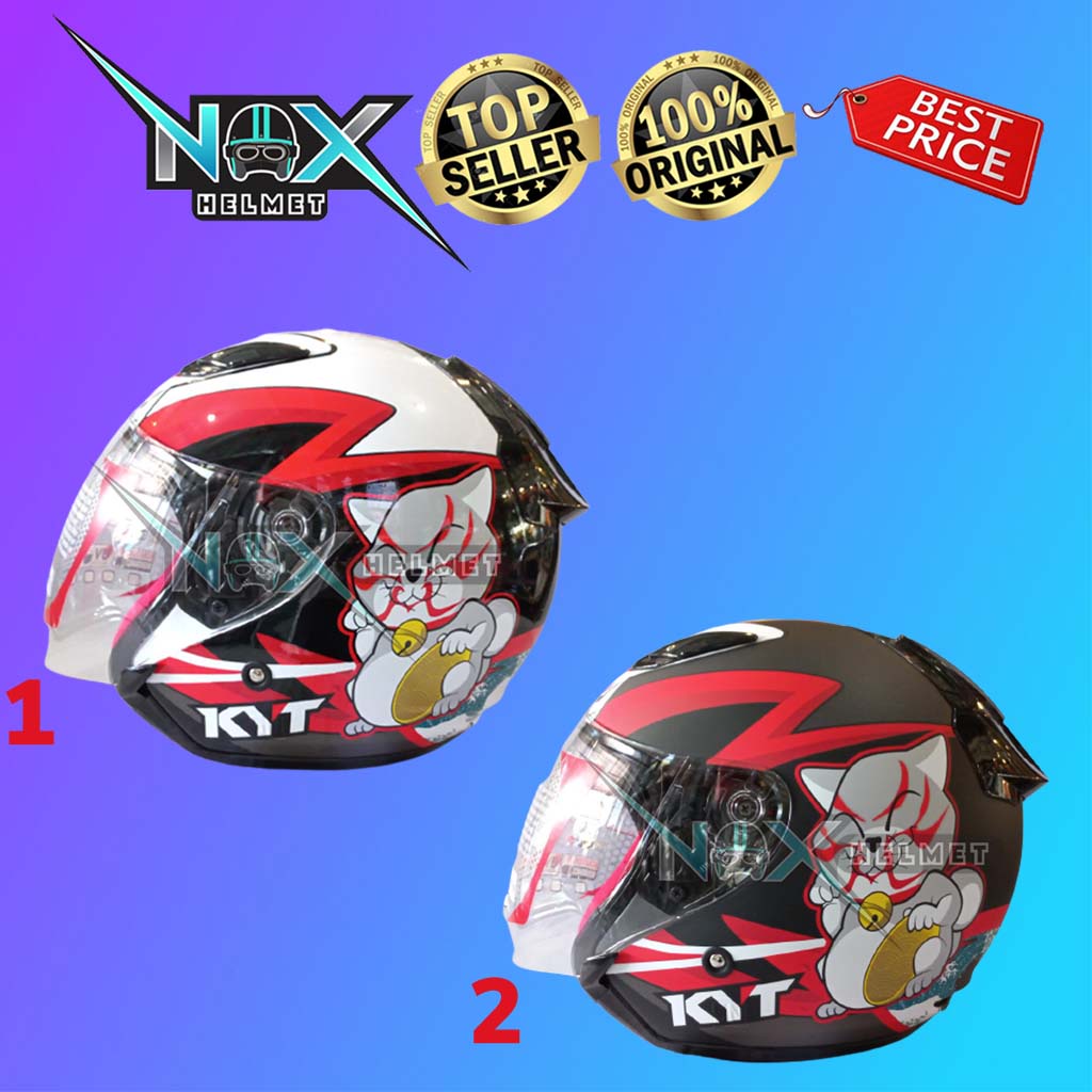 Jual Helm KYT DJ MARU Motif Kabuki Cat Half Face (Ongkir 2kg) | Shopee ...