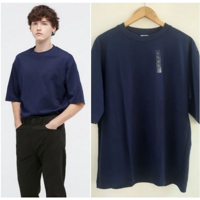 Jual kaos Uniqlo Navy AIRism Oversized Uniqlo New Original! | Shopee ...